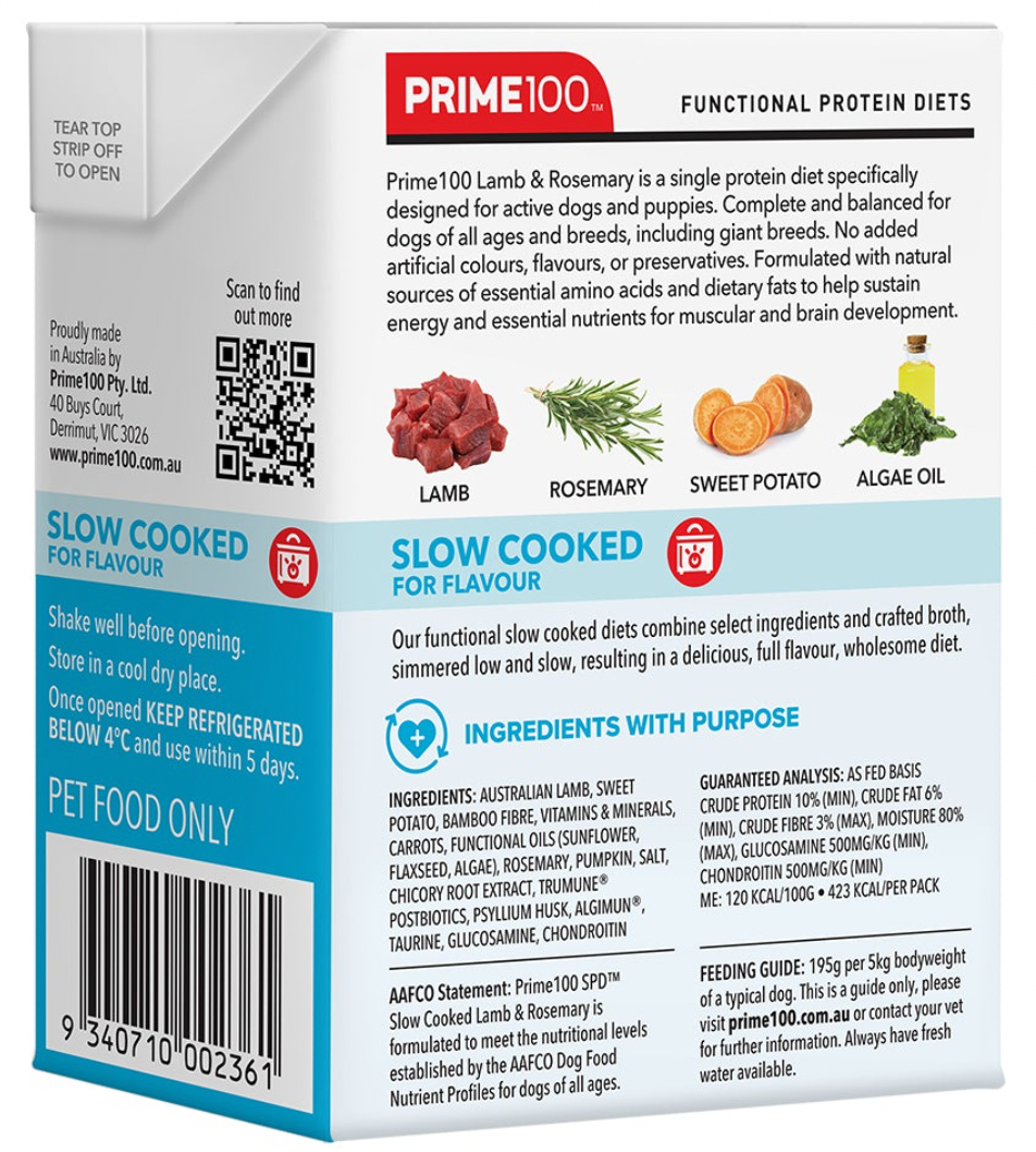 Prime100 SPD Slow Cooked Lamb & Rosemary 354g – PET DESTINATION
